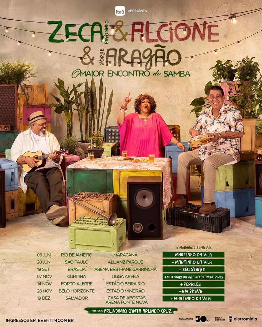 Zeca Pagodinho, Alcione e Jorge Aragão anunciam turnê inédita e ...